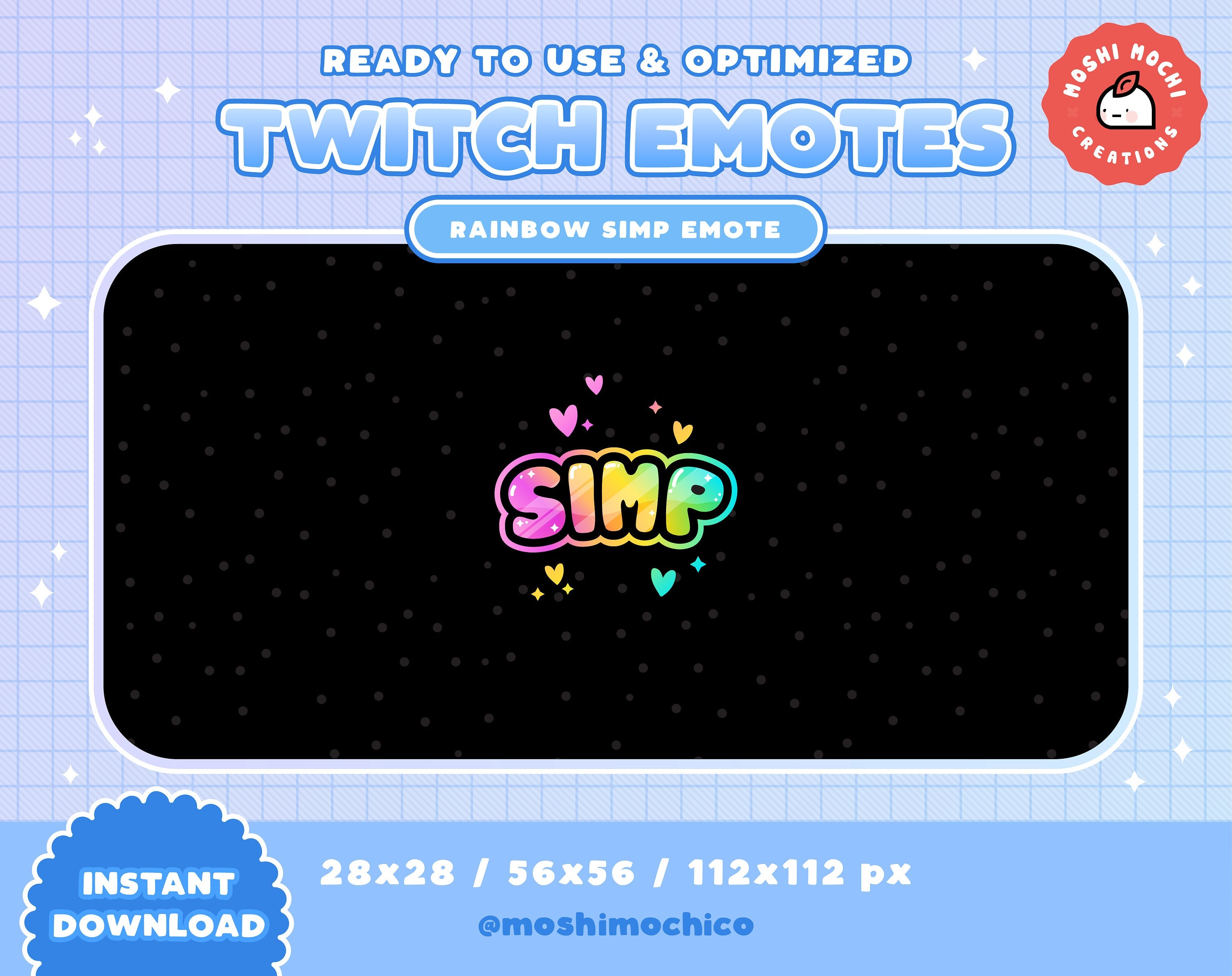 Twitch Emote - 1x Rainbow Simp – MoshiMochiCo